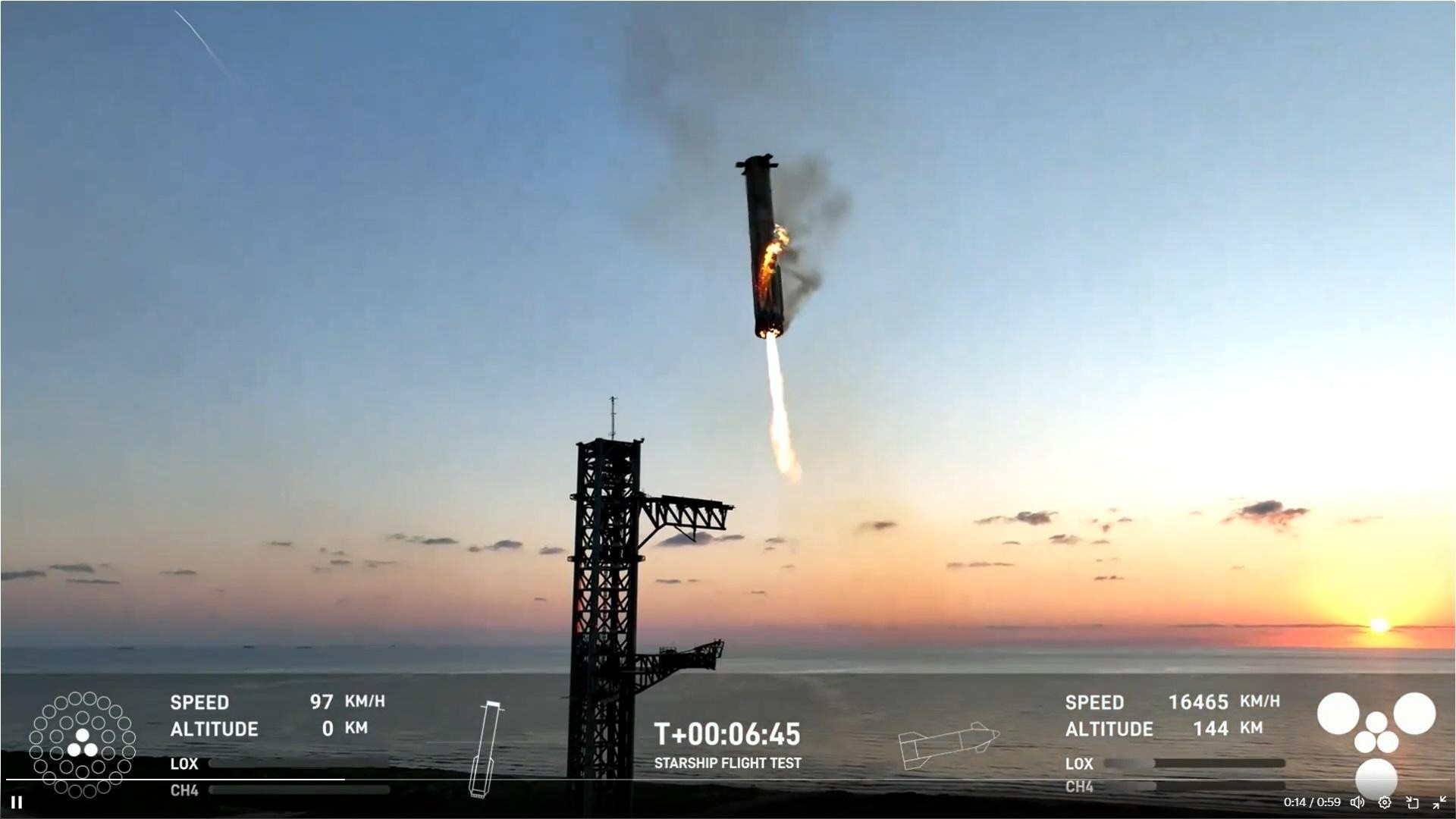 SpaceX prueba con éxito su Starship y captura la primera fase | Ecuavisa